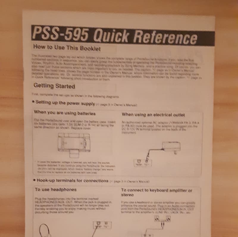 Yamaha PSS-595 Quick Reference Booklet in English, German, | Reverb