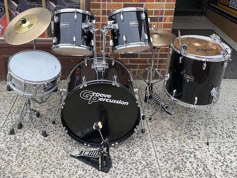 GP Percussion 5 Piece Set with Hardware and Cymbals Metallic | Reverb