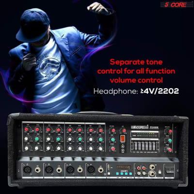 5Core 4 Channel Mini Audio Mixer Bluetooth USB DJ Console | Reverb