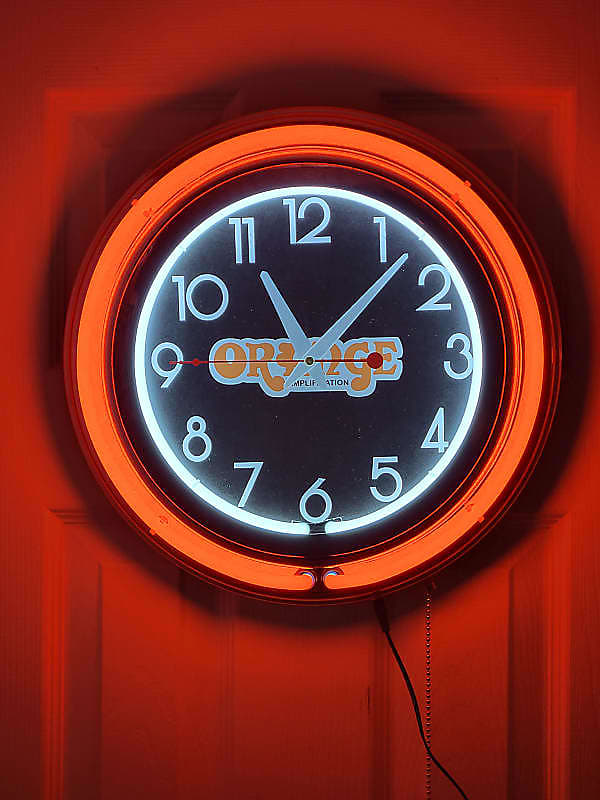 Orange Amplifiers Double Neon Orange/White Wall Clock Killer | Reverb