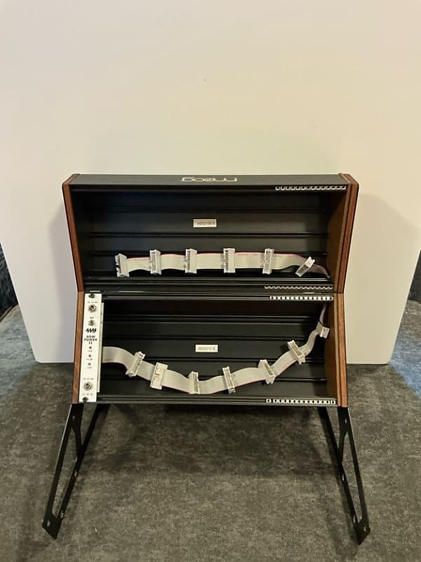 Moog + 4ms 2x 60 HP skiff cases, 3-tier stand, and 4MS Row 35 | Reverb