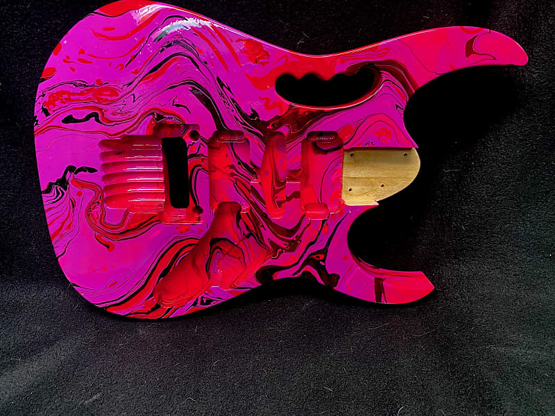Pink multicolor swirled Alder 6 string Jem style guitar body, | Reverb