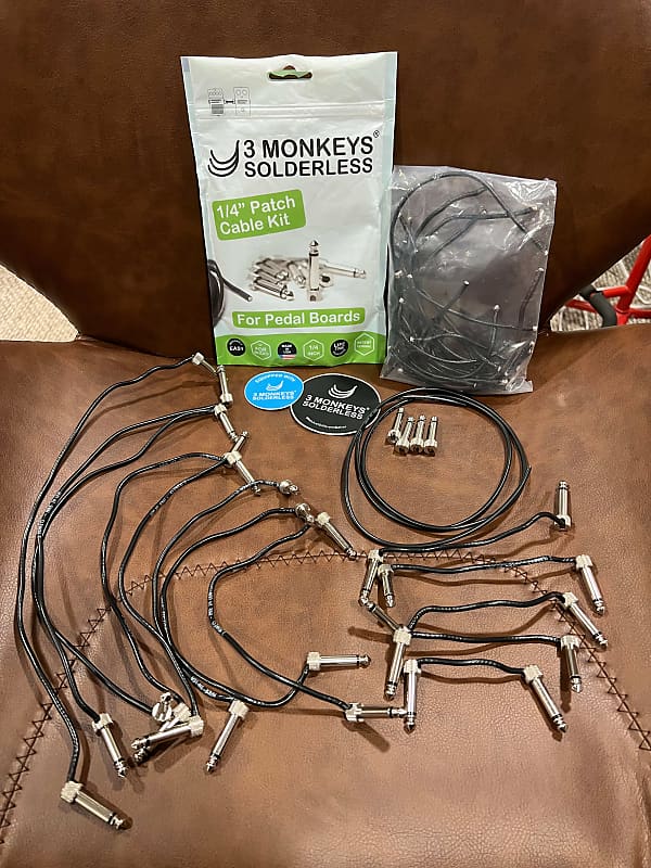 3 Monkeys Solderless 1/4” Audio Guitar Pedal Patch Cable lot | Reverb