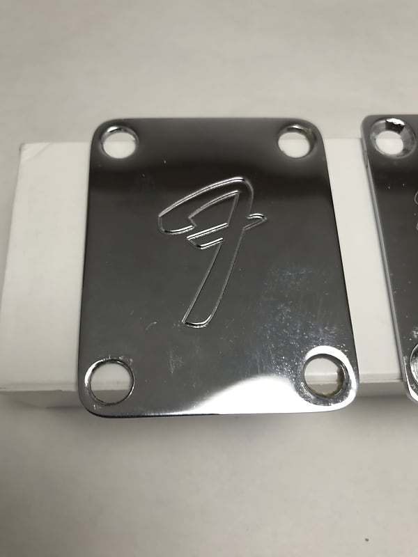Fender F Logo and Squire neck plates Chrome | Reverb
