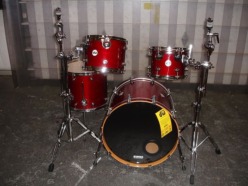DW Design Series 4pc Drum Set Cherry Red Stain w/Hardware | Reverb