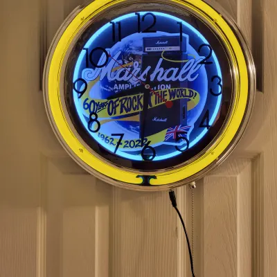 Marshall Amplifiers Dealer Style Double Neon Light Up Clock | Reverb