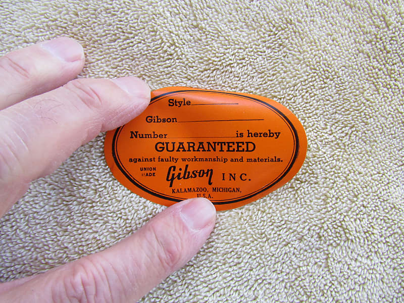 Gibson Orange Label Blank Gibson Orange Interior Label | Reverb