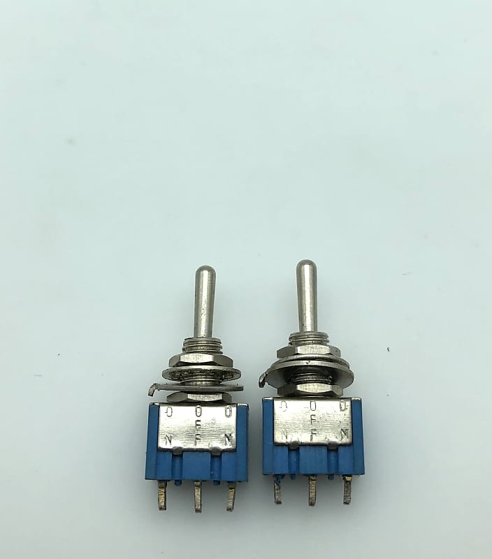 Lot of 2 3-Way On-Off-On Mini Toggle Switches Nickel | Reverb