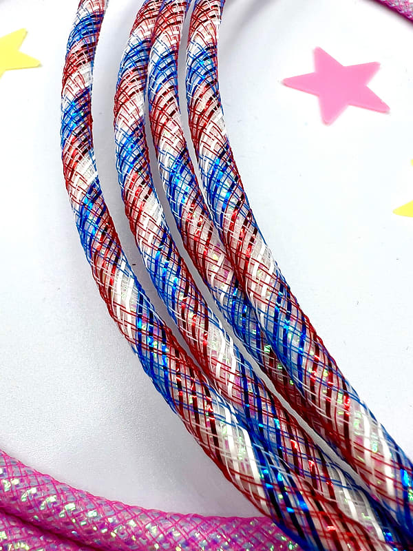 Red, White and Blue Iridescent Sparkle Guitar Cable Straight | Reverb