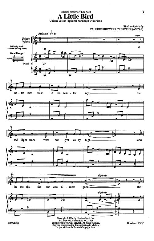 A Little Bird A Little Bird Choral Sheet Music | Reverb