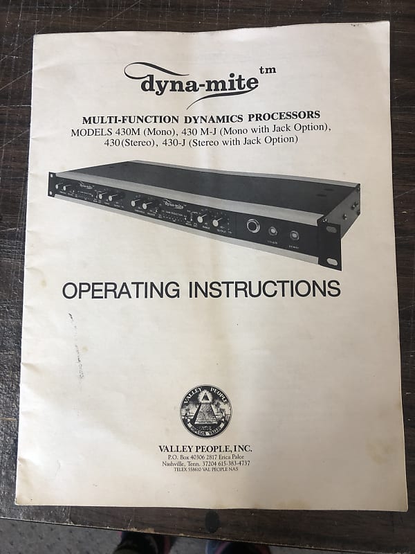 Valley people Dyna mite manual | Reverb