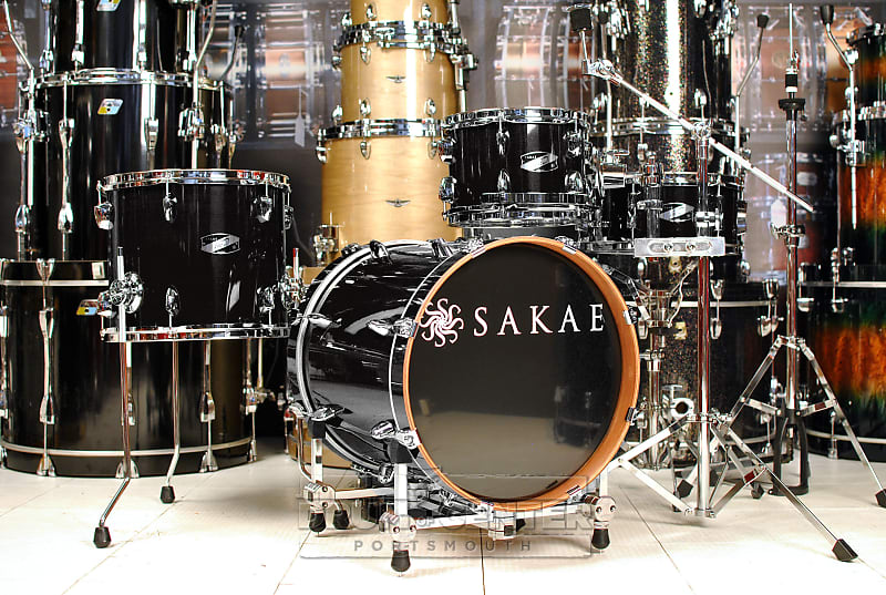 Sakae PAC-D Compact Drum Set w/ Hardware Gloss Black - | Reverb
