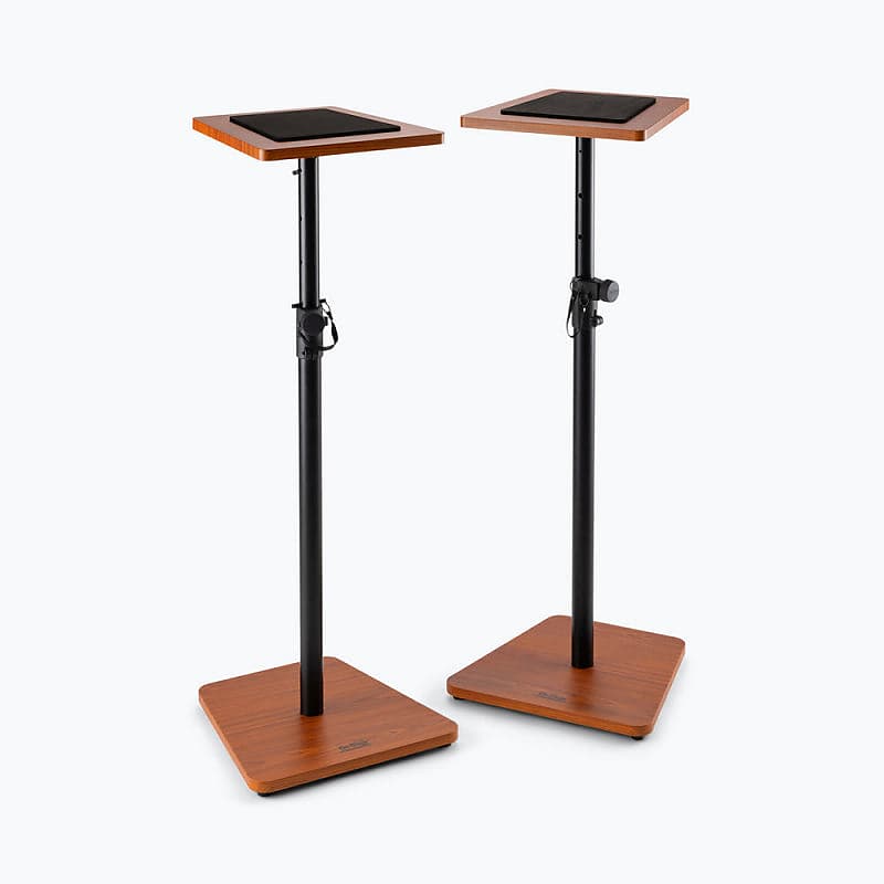 On Stage Wood Studio Monitor Stands | Pair | Rosewood | Reverb