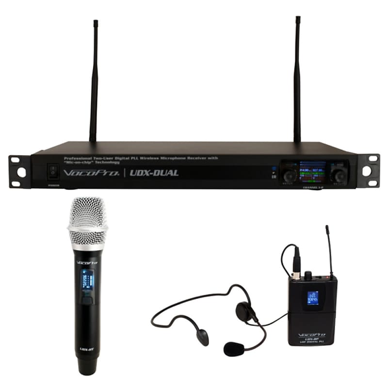 VOCOPRO UDX-DUAL-COMBO Digital PLL Wireless Rackmount Mic & | Reverb