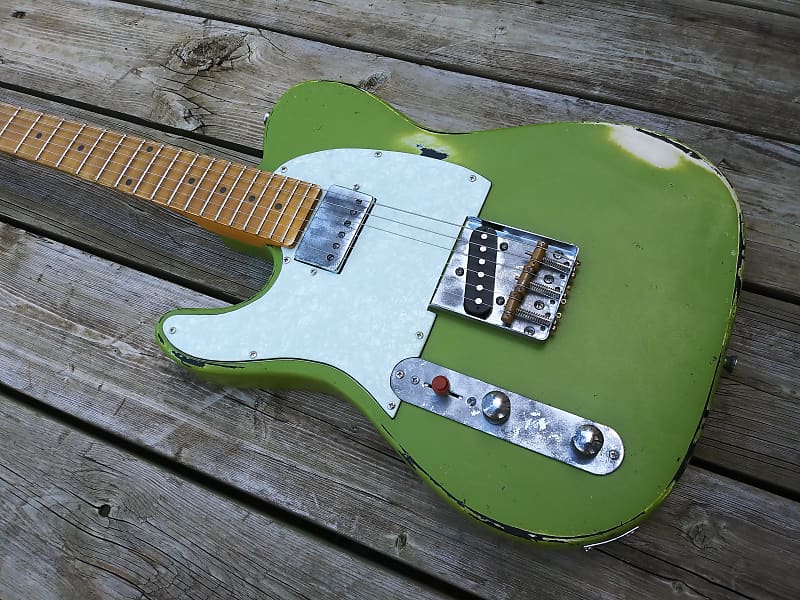Lefty Riffs Telecaster Vintage Green Relic Left Handed SH | Reverb