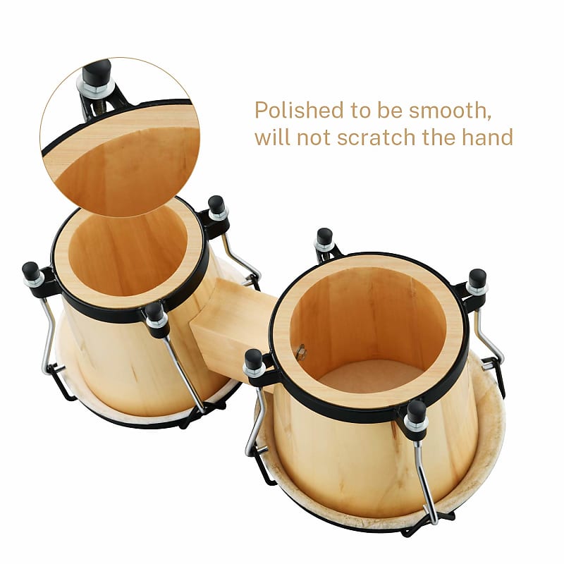 Bongo Drums 6” And 7” Wood Percussion Instrument Bongos For | Reverb