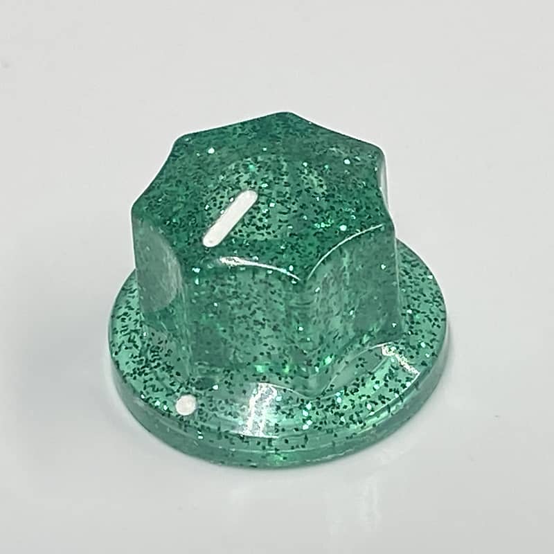 MXR style clone knob Transparent Green with Green Glitter 1/4 | Reverb