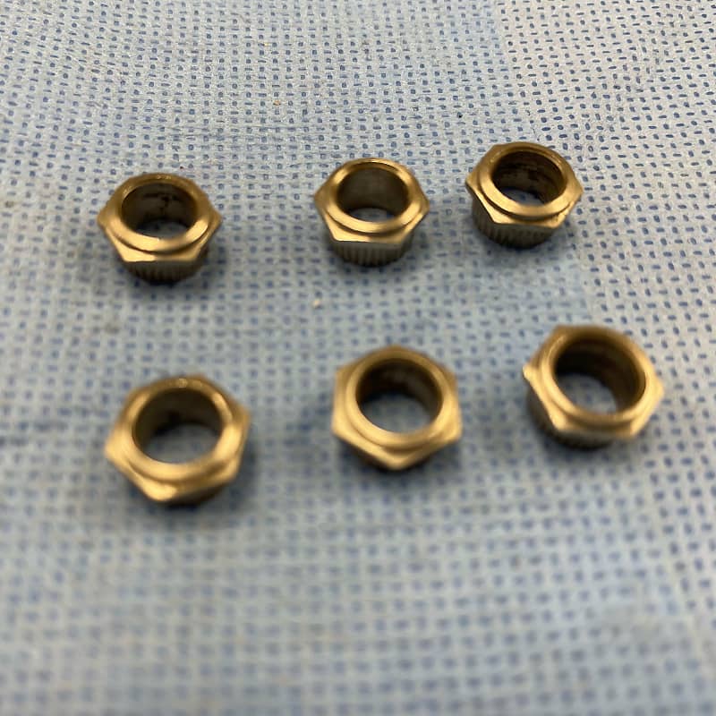 Vintage Hex tuner ferrules bushings fit 1/4" shaft nickel | Reverb