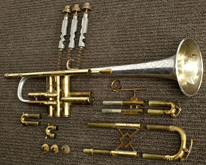 Vintage King Silver Tone Bb Trumpet 1938 Sterling Silver Bell | Reverb