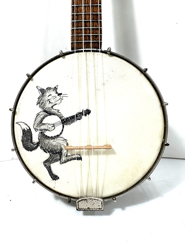 Vintage banjolele with a painted skin head banjo Maxitone | Reverb