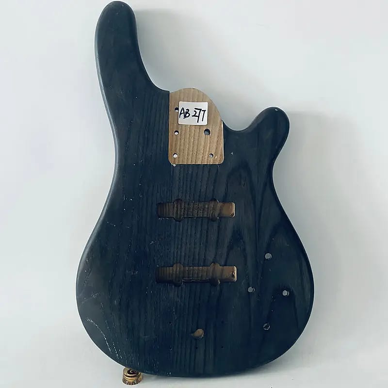 Black Solid Ash Wood Bass Guitar Body DIY Project | Reverb