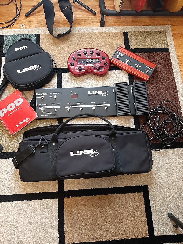 Line 6 Pod 2.0 with 2 floorboard controllers and soft cases | Reverb