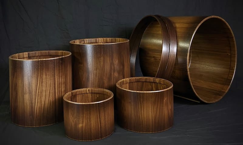 Walnut stave drum shells 2023 - Satin Lacquer/Brown burst | Reverb