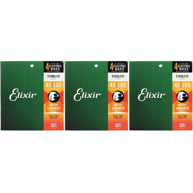 Elixir Strings 14677 Nanoweb Long-scale Electric Bass Strings | Reverb