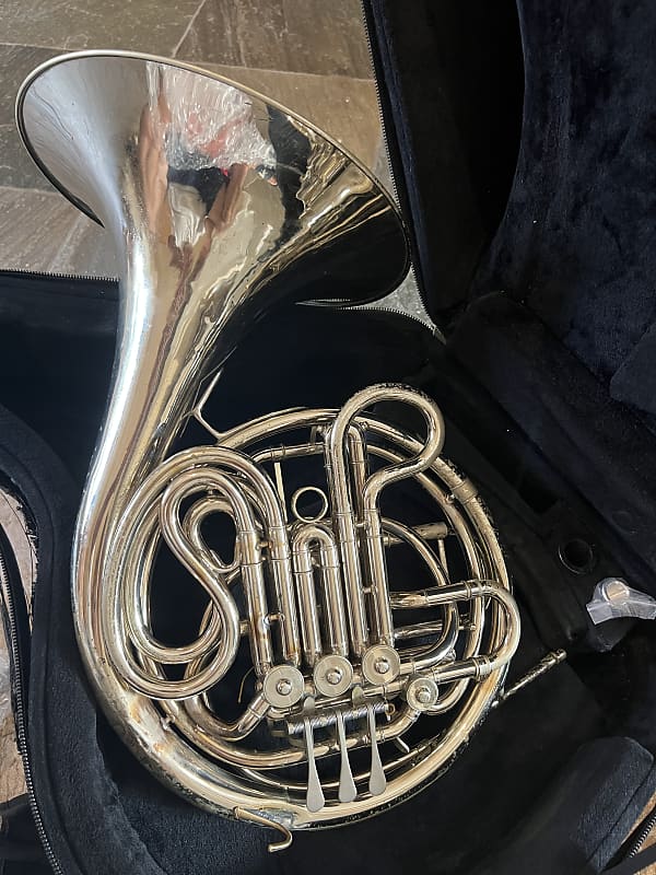 C. G. Conn 8D Silver Double French horn. Made in USA | Reverb