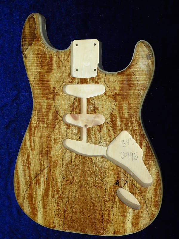 Spalted Maple Top /Aged Pine Strat body Standard Hardtail | Reverb