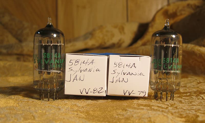 Matched Pair JAN Sylvania 5814A 12AU7 Tubes Long Gray Plates | Reverb