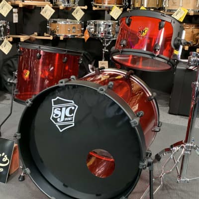 ~NEW~ SJC Josh Dun Torch Red Acrylic 12/16/22" Drum Kit Set | Reverb