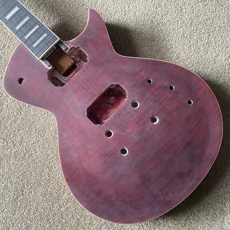 Guitar Red Flamed Maple Top Solid Mahogany Body with Neck, | Reverb