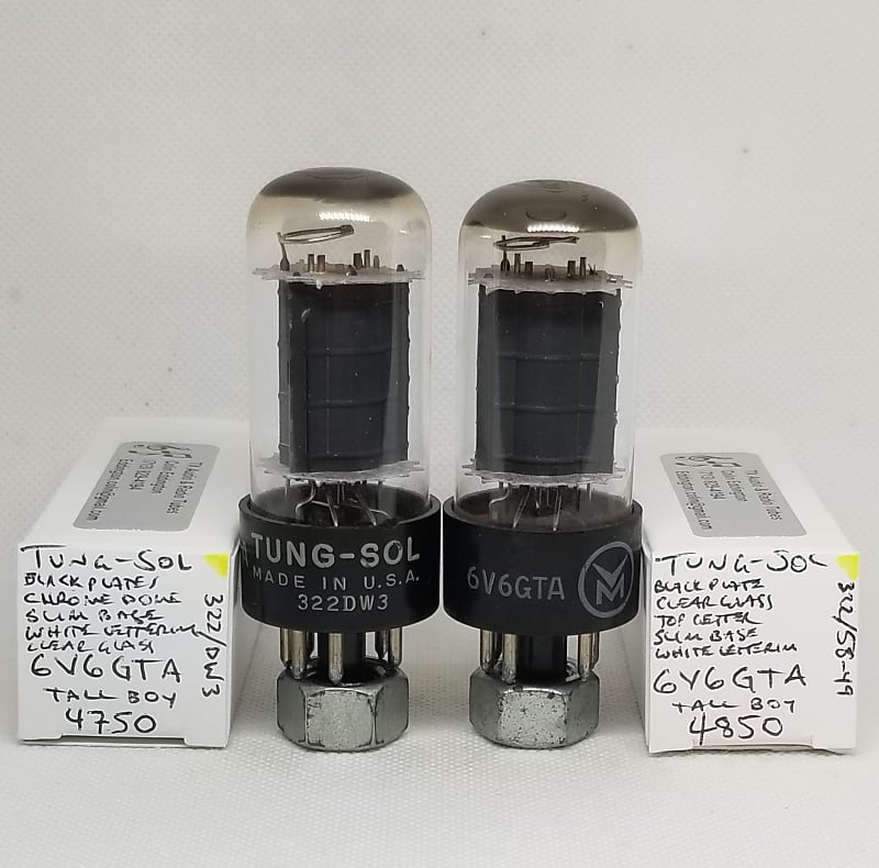 Tung-Sol TALL Boy 6V6GTA Very Well Matched (2.0%) Pair NOS | Reverb