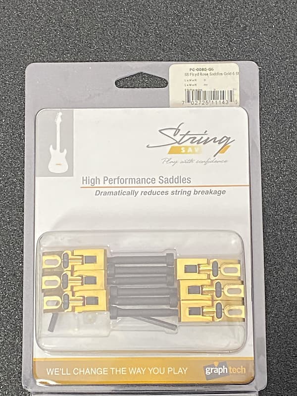 Graph Tech PG-0080-G6 Gold Floyd Rose String Saver Saddles | Reverb