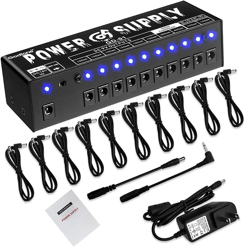 Guitar Effect Pedal Power Supply 10 DC Output for 9V 12V 18V | Reverb