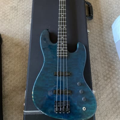 Warmoth blue flamed maple body black esp hardware , custom | Reverb