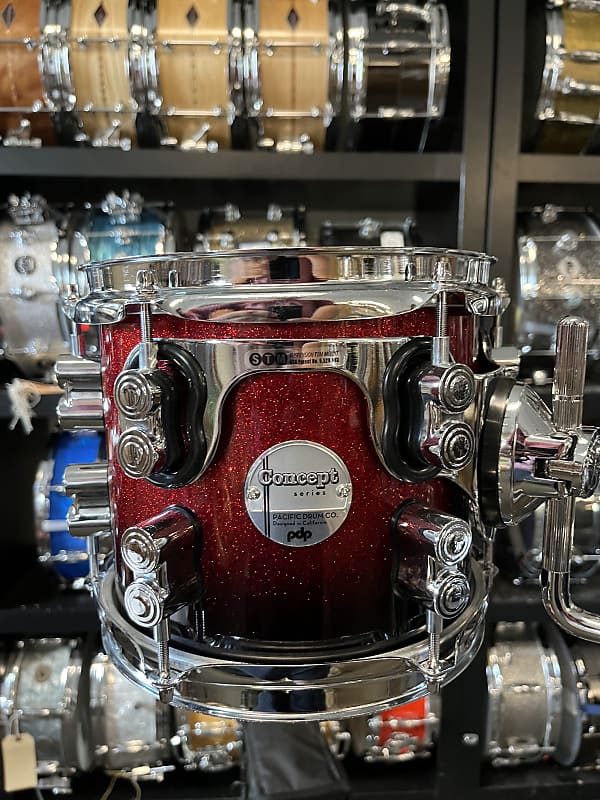 PDP Concept Series Maple 7x8 Tom- Red to Black Fade Sparkle | Reverb
