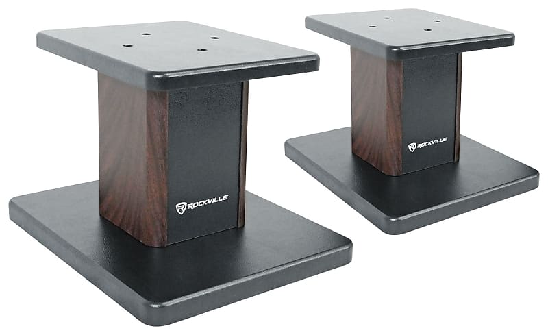 (2) 8” Dark Wood Bookshelf Speaker Stands For Edifier R2000DB | Reverb