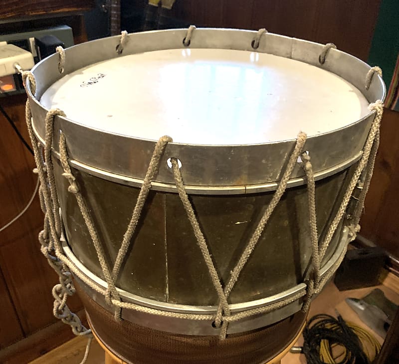 Vintage Brass shell Rope Snare Drum 15 X 6 with metal hoops | Reverb