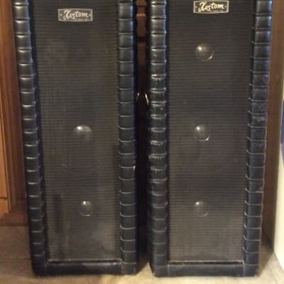 KUSTOM vintage PA Speakers Black "Tuck and Roll" Naugahyde | Reverb