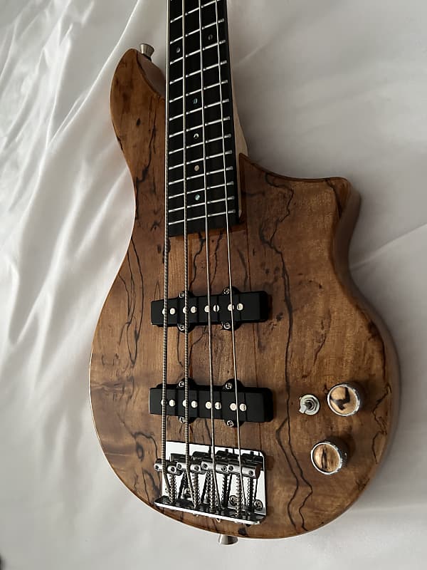 Tiny Boy Jazz Bass mini bass 2021 - Natural Gloss Spalted | Reverb