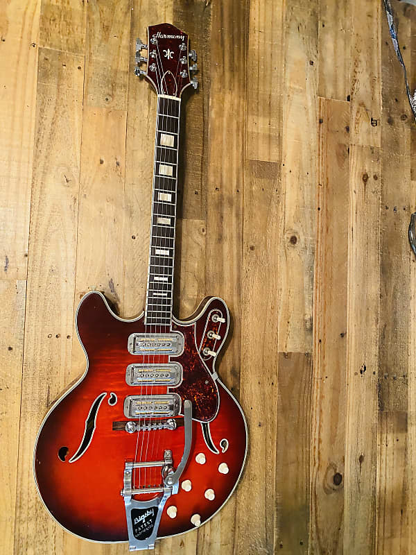 Harmony H77 with H78 Conversion Red Burst | Reverb