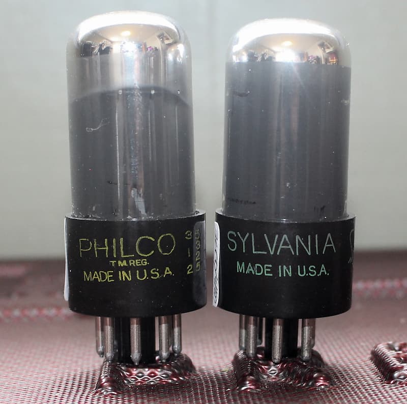 SYLVANIA 6V6GT VT107 TIGHT MATCH PAIR CHROME DOME BLACK PLATE | Reverb
