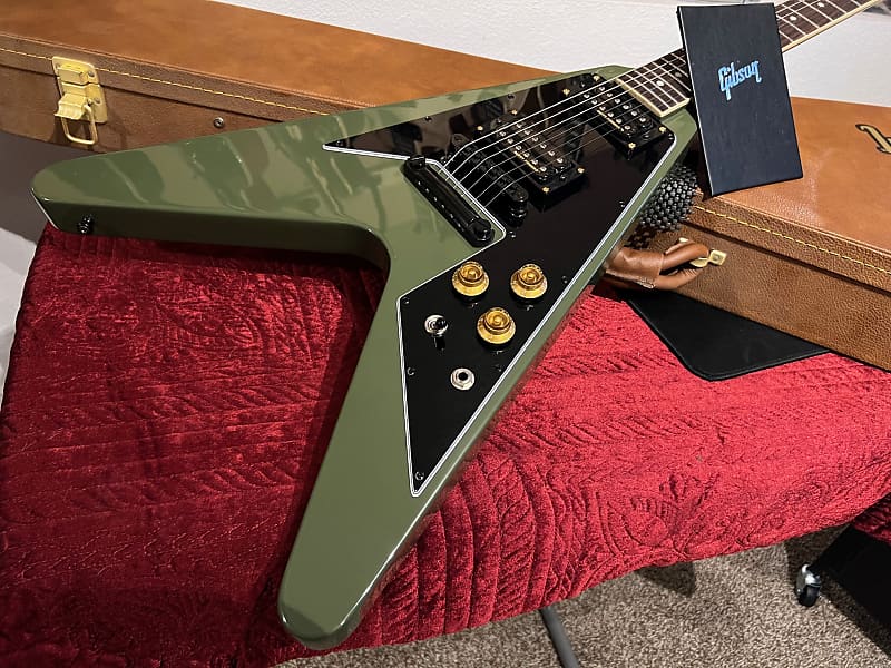 Gibson Mod™ Collection // 70s Flying V 2022 - Olive Drab Mod | Reverb