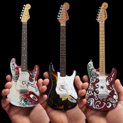 SET of 3 Jimi Hendrix Miniature Fender Stratocaster Replica | Reverb
