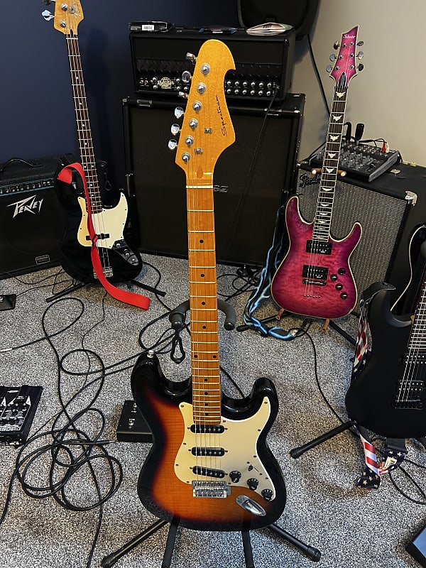 Spectrum Stratocaster flame maple top Sunburst | Reverb
