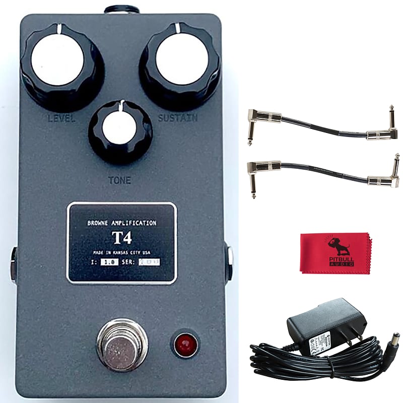 Browne Amplification T4 Fuzz Pedal w/ Power, Cables & Cloth | Reverb