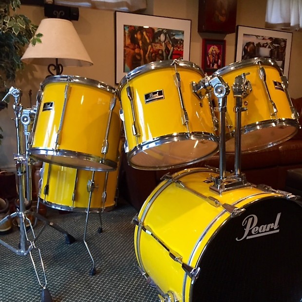 VINTAGE Pearl Export EX 1990 9 ply shells Yellow Flash (VERY | Reverb