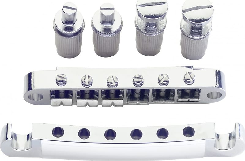 Tune-o-matic bridge for electric guitar, chrome finish | Reverb